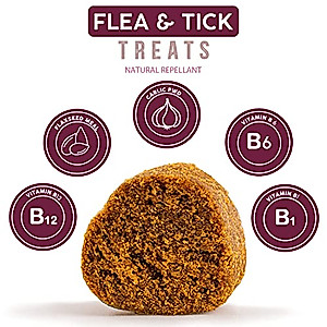 SUNNYCHEWS Flea and Tick Prevention for Dogs| Dog Flea & Tick Control Chewable| Dog Flea Treatment with Bacon Flavor| Natural Flea and Tick for Dogs| Dog Flea with Hemp, Garlic, Flaxseed, 12oz 90 chew