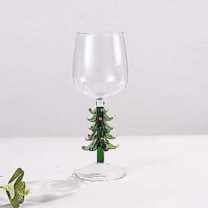 Ywmsfl 3D Drinking Glass Cup With Christmas Tree Figurine Inside Stemless Glass For Wine Water Milk Goblet-Drinking Glass Cup
