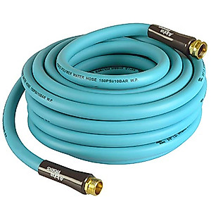 AlphaWorks Garden Water Hose 5/8" Inch x 50' Foot Heavy Duty Premium Commercial Ultra Flex Hybrid Polymer Lead-in Hose Max Pressure 150 PSI/10 BAR with 3/4" GHT Fittings