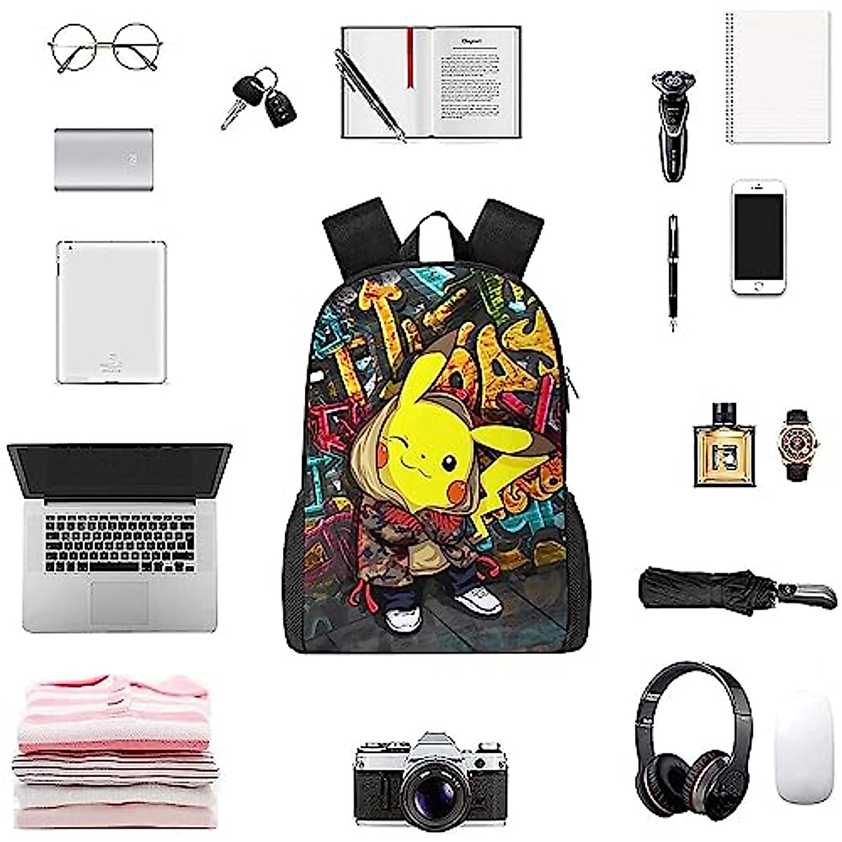 Brgowtem Lightweight Backpack Set, 3PCS Includes 17 Inch Large Capacity Durable Bookbag, Strap Lunch Bag, Pencil Case for Girls Boys Teens