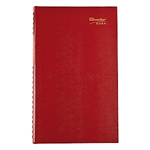 Brownline 2024 CoilPro Daily Planner, Untimed Journal, 12 Months, January to December, Twin-Wire Binding, 13.5" x 7.875", Bright Red (C551C.RED-24)