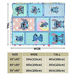 Cute Blue Alien Throw Blankets Warm Soft Blankets for Sofa, Bed, Couch, Sofa, Travel and Outdoor, Camping 50x60 Inch