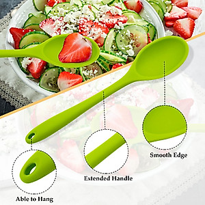 4 Pcs Silicone Spoons for Cooking, 10.6'' Large Mixing Spoon for Cooking Heat Resistant Basting Spoon Serving Spoon, Non Stick Kitchen Utensil Spoons Set for Stirring, Mixing and Serving