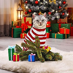 2 Pieces Dog Cat Festival Sweater Pet Puppy Sweater Cartoon Sweater Pet Winter Knitwear Clothes Kitten Sweater for Cats and Small Dogs for Valentine's Day Christmas (Santa Pattern, Small)