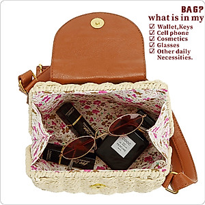 So'each Women's Handmade Wicker Woven Purse Tassels Message Crossbody Bag