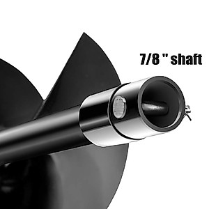 Earth Auger Drill Bit,7/8" Shaft & 31” Length Augers for Gasoline Earth and Ice Auger Power Heads (6 Inch, Black Post Hole Digger)