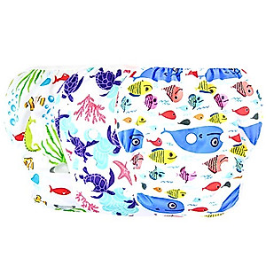 Langsprit 3 Pack Swim Diaper for Baby & Toddle,Reuseable Washable Diaper Swim for Swimming Lesson & Baby Shower Gifts