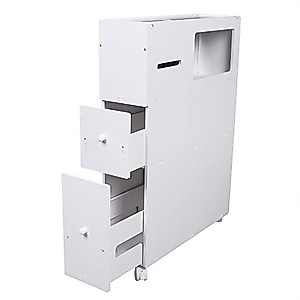 DYRABREST Bathroom Storage Cabinet with 2 Drawers - 4 Layer Multifunctional White Narrow Toilet Organizer Floor Side Cabinet - Movable Receive Arrange Ark Space Saver
