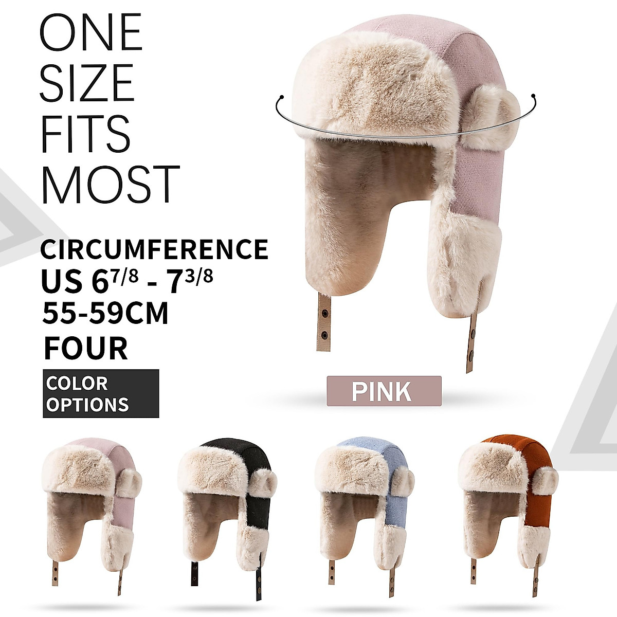 CLAPE Winter Trapper Hats Warm Russian Trooper Faux Fur Hat with Ear Flap Aviator Cap Unisex Ushanka Hat for Hunting