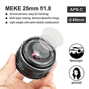 Meike 25mm F1.8 Large Aperture Wide Angle Lens Manual Focus Lens Compatible with Panasonic Lumix Olypums M43 Mount Mirrorless Cameras GH4 GH5 GH6