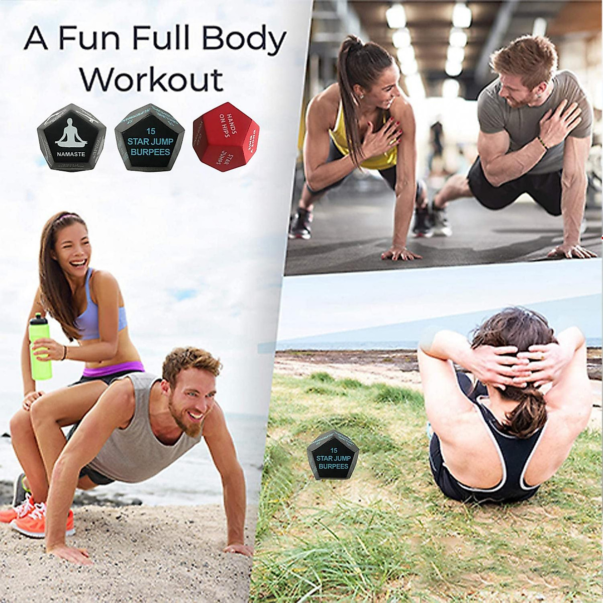 EUKK Yoga Exercise Dice, 12 Sided Fitness Dice Home Gym Equipment, PU Workout Dice for Full Body Workouts – Includes Yoga Dice