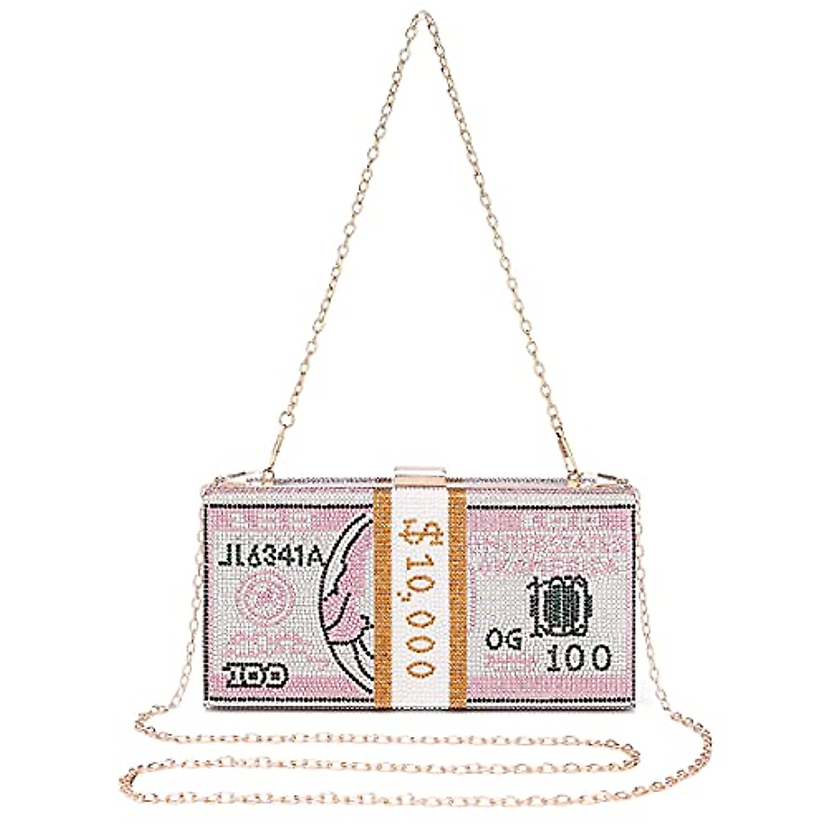 Covelin Dollar Clutch Purse for Women from, Rhinestone Evening Handbag Money Bag Pink