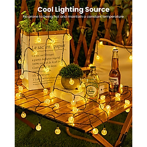 Solar String Lights Outdoor 60 Led 35.6 Feet Crystal Globe Lights with 8 Lighting Modes, Waterproof Solar Powered Patio Lights for Garden Yard Porch Wedding Party Decor (Warm White)