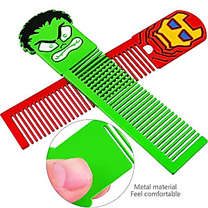 2Pcs Hulk & Iron Man Comb Stainless Steel Metal Comb Dense Tooth Comb Compact Size Comb