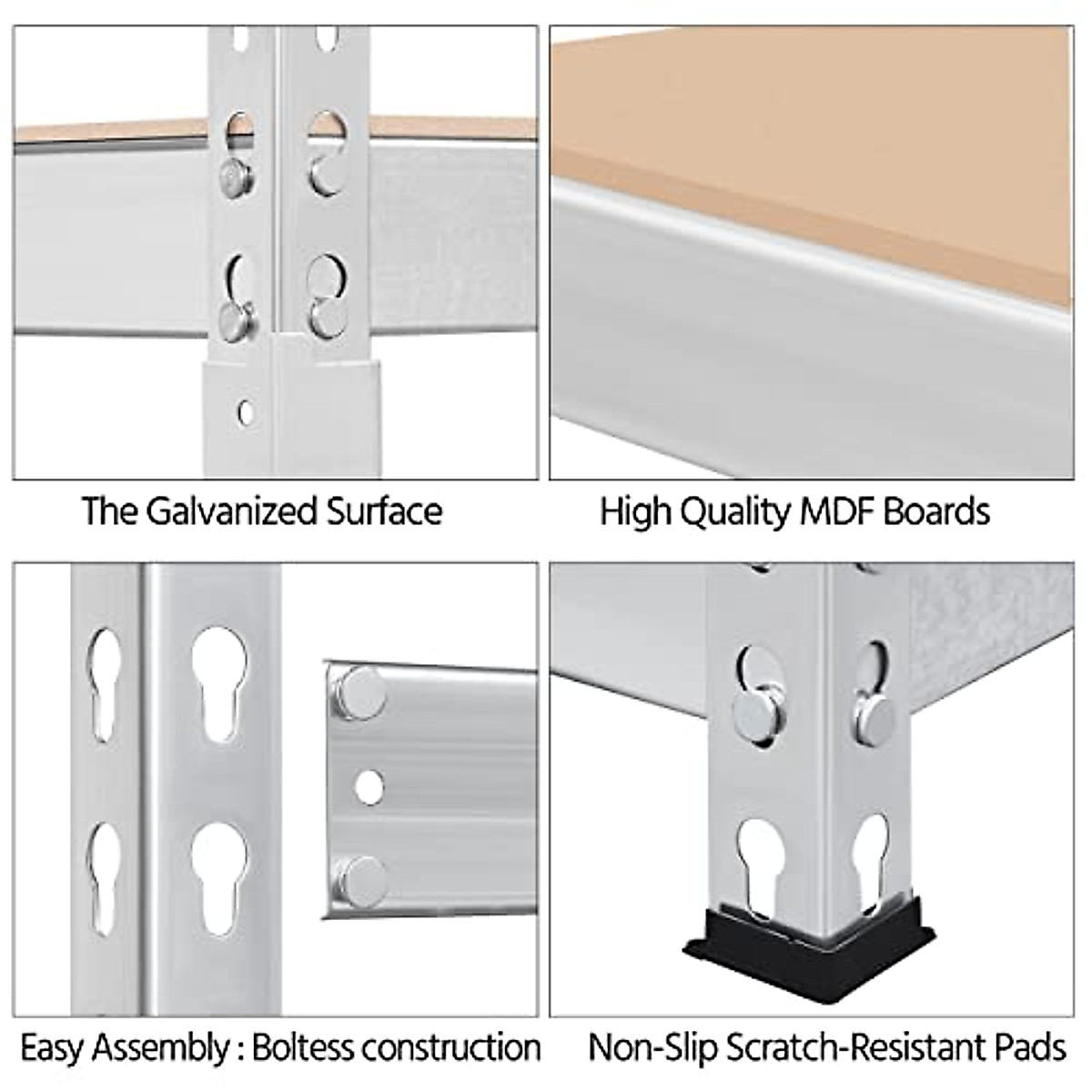Topeakmart 2 PCS 5-Tier Utility Shelves, Metal Storage Shelves Garage Shelving Unit Adjustable Garage Storage Shelves Storage Racks Heavy Duty Shed Shelving- Silver, 27.5 x 12 x 60 Inch