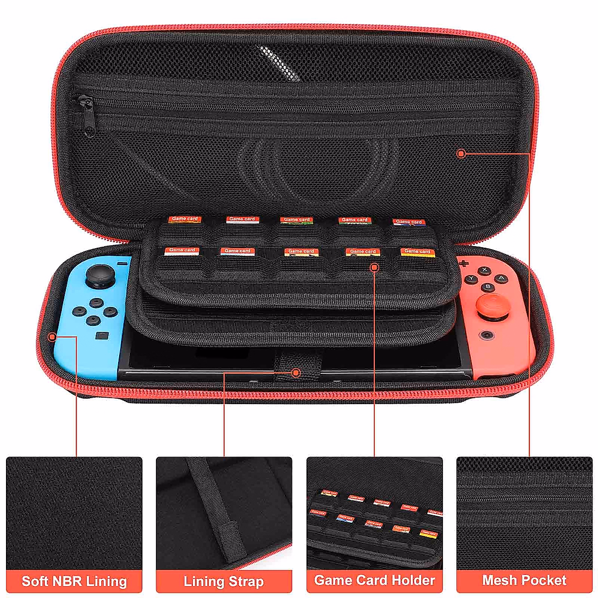 Goth Spider Web Travel Carrying Case Tote Bag For Nintendo Switch Accessories Holds 20 Game Card Bag