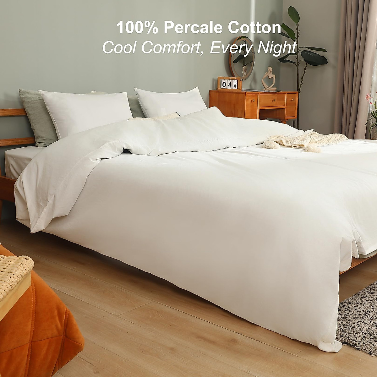 UnionKK Duvet Cover Queen Size I Washed Cotton Linen Feel White Duvet Cover and Pillow Shams Set I Coconut Buttons Closure Nature Wrinkled Textured Ultra-Soft Breathable Durable Comfy