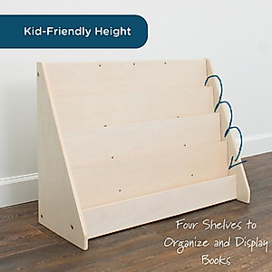 Children’s Factory 4-Shelf Book Display, Kids Daycare Bookshelves, Toddler Preschool & Nursery Storage, Classroom Reading Nook Furniture, DIY Assembly