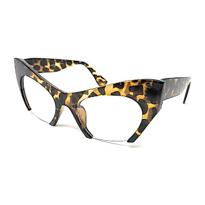 WebDeals Cateye or High Pointed Eyeglasses or Sunglasses Vintage Inspired Fashion (Fashion Cut Away Tortoise), Large