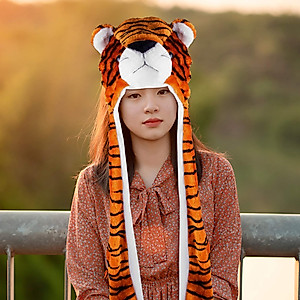 Super Z Outlet Tiger Cute Plush Animal Winter Ski Hat Beanie Aviator Style Winter (Long)
