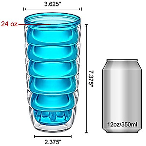 Amazing Abby - Arctic - 24-Ounce Insulated Plastic Tumblers (Set of 4), Double-Wall Plastic Drinking Glasses, Mixed-Color High-Balls, Reusable Plastic Cups, BPA-Free, Shatter-Proof, Dishwasher-Safe