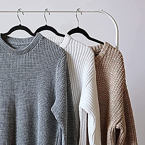 Utopia Home Premium Velvet Hangers- Pack of 100 - Non-Slip & Durable Clothes Hangers - 360 Degree Rotatable Hook - Heavy Duty, Slim & Sleek Hanging Supports- (50 Pack Ivory & 50 Pack Black Hangers)