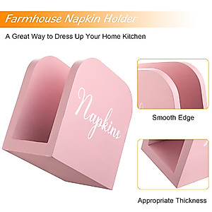 Pink Napkin Holder for Table - ALELION Wooden Napkin Holders for Kitchen - Pink Kitchen Decor and Accessories for Dining Room Table Decor - Wood Napkin Dispenser