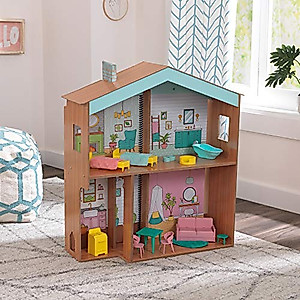 KidKraft Designed by Me™: Color Decor Wooden Dollhouse with Removable Coloring Book, 5 Markers and 15 Accessories, Gift for Ages 3+