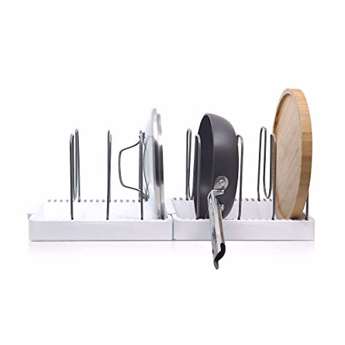 Grand Fusion Adjustable Kitchen Cabinet and Drawer Organizer, Clutter-Free Pantry Organization and Storage, Holds Pots, Pans, Lids, Cutting Boards, Trays and Sheets, Pack of 2