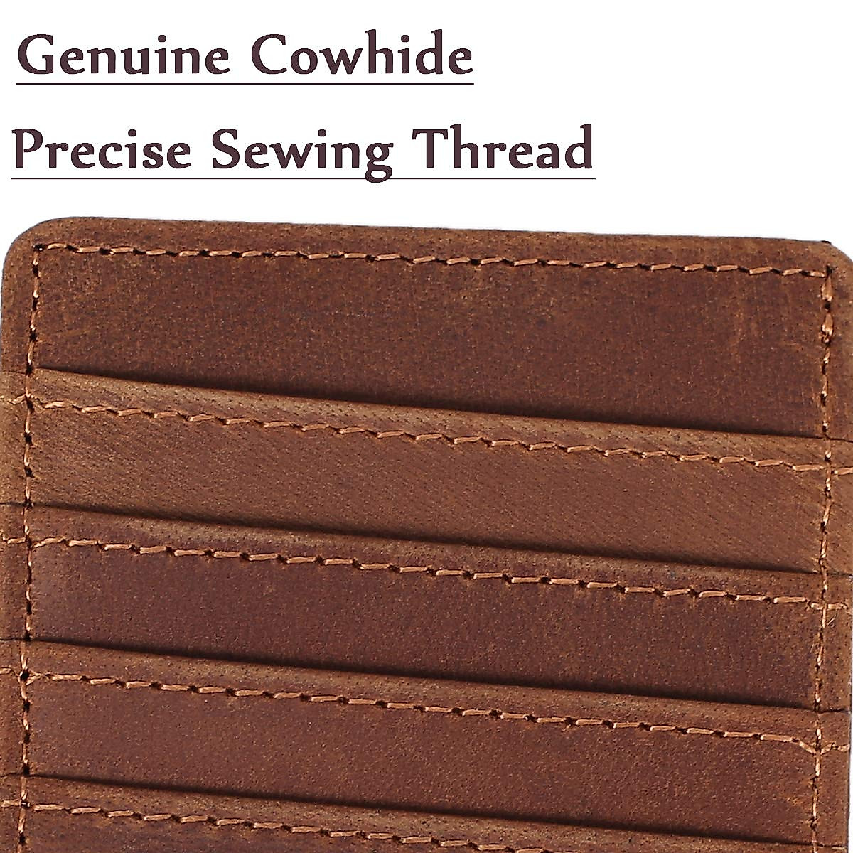 Eurynome Money Clip For Men, Personalized mens Front Pocket Wallet With Money Clip, Genuine Leather Wallets, Gift For Men (Brown 01)