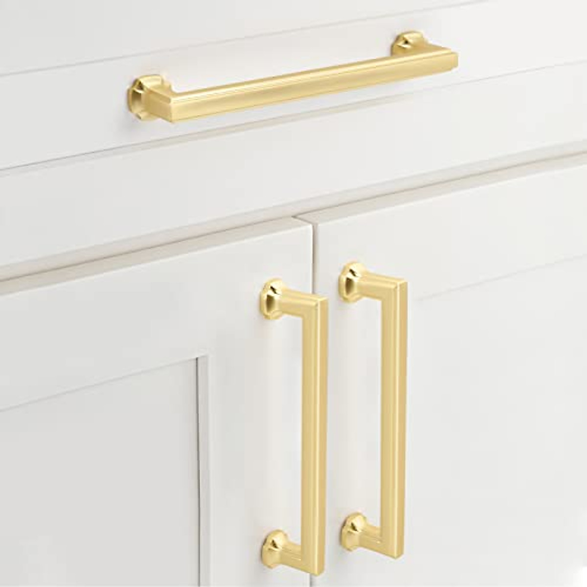 goldenwarm 5 Pack Brushed Gold Cabinet Handles 3-3/4 inch Drawer Pulls Hardware Pull for Kitchen Bathroom Cupboard Dresser
