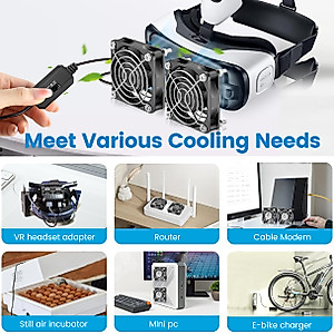 GDSTIME 2-Pack 60mm x 15mm USB Fan with 3 Speed Control, 5V Brushless DC Cooling Fans for PC Computer Case Cooler Raspberry Pi Radiator Ventilation