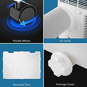 COSTWAY 1,0000 BTU Portable Air Conditioner, Cooling for Space up to 350 sq. ft with 3 Modes, Multifunctional Air Cooler with Remote Control and Washable Filter, 3 Fan Speeds & Sleep Mode