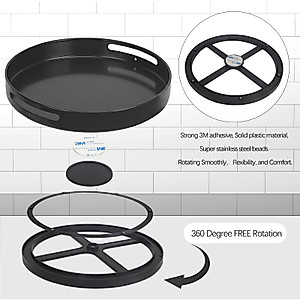 FYY Lazy Susan Turntable Cabinet Organizer Spice Storage Rack, 360 Degree Rotating Spice Rack Metal Lazy Susan for Cabinet Pantry Kitchen Countertop Refrigerator Table Storage Single Layer Black