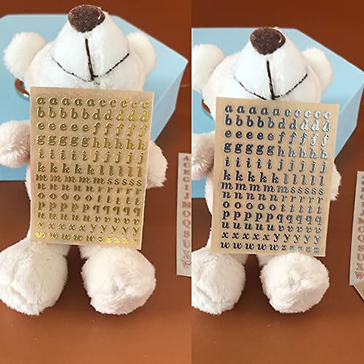 HYMAOME 6 Sheets Alphabet&Number Stickers Mini Self Adhesive Resin Letter Sticker Shiny Digital Stickers Gold/Silver Labels 3mm for Nail Art, Scrapbooking, Card Making, Journaling