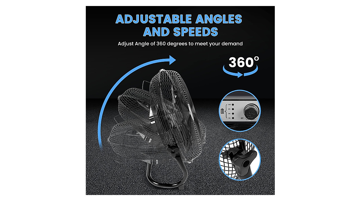 Simple Deluxe 12 Inch Rechargeable Floor Fan for Outdoor & Travel