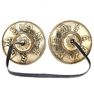 Tibetan Meditation Bell Handcrafted Copper Tibetan Meditation Copper Bell Embossed Tibetan Yoga Meditation Yoga Bell with with Buddhist The Eight Auspicious Symbols(#1)