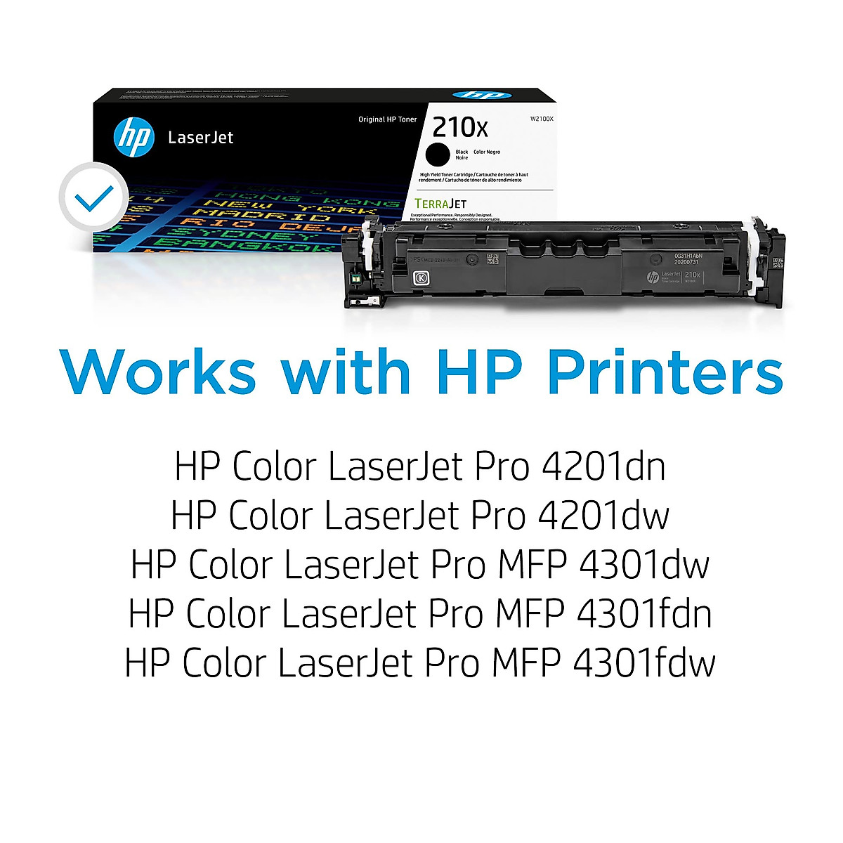 HP 210X Black High-Yield Toner Cartridge | Works Color Laserjet Pro 4201, Color Laserjet Pro MFP 4301 Series | W2100X