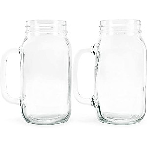 Darware Mason Jar Mugs with Handles (24oz, Clear, 4-Pack); Glass Drinking Glasses for Cold Beverages, Decoration, Storage, Party Favors, Cocktails, Floats
