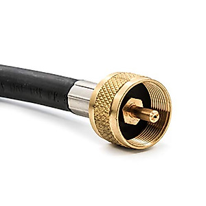 Camco Propane Brass 4 Port Tee- Comes with 5ft and 12ft Hoses, Allows for Connection Between Auxiliary Propane Cylinder and Propane Appliances (59123) , Black