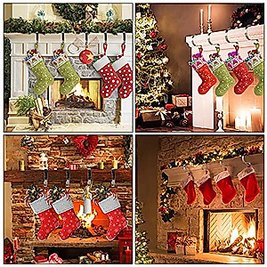 Christmas Stocking Hooks Set of 4 Multiple Uses Safety and Without Damage Adjustable Stocking Holder Home Kitchen Hanging Hooks Silver