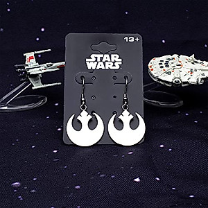 Amazon Collection Star Wars Jewelry Rebel Alliance Stainless Steel Dangle Hook Drop Earrings (SALES1SWMD), silver