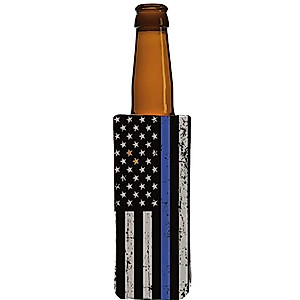 PKM - (2) Back the Blue Thin Blue Line Slim Can Cooler Sleeve - Beer Blank Skinny 12 oz Neoprene Coolie - Perfect For 12oz Red Bull, Michelob Ultra,Truly