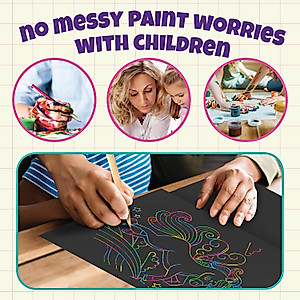 PURPLE LADYBUG 20 Pages Big Rainbow Scratch Paper Notepad for Kids - Ideal 4 5 6 7 8 9 10 11 12 Year Old Gift for Girls & Boys, Airplane Car Travel Activities for Kids Ages 4-8 & Up