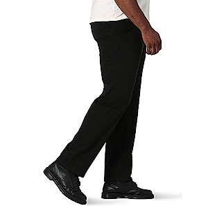 Lee Men's Big & Tall Extreme Motion Flat Front Regular Straight Pant Black 50W x 30L