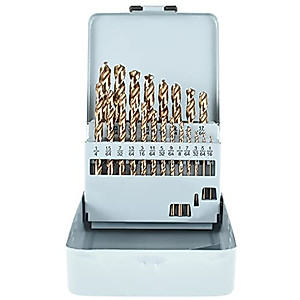 WFLNHB 21Pcs M35 High Speed Steel Twist Jobber Length Cobalt Drill Bit Set Fit for Metal, Stainless Steel, Cast Iron, Woodworking, Plastic, with Metal Storage Case