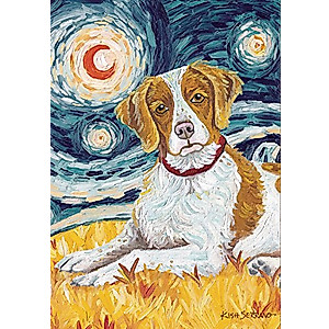 Toland Home Garden 102650 Van Growl-Brittany Dog Flag 28x40 Inch Double Sided Dog Garden Flag for Outdoor House Brittany Flag Yard Decoration