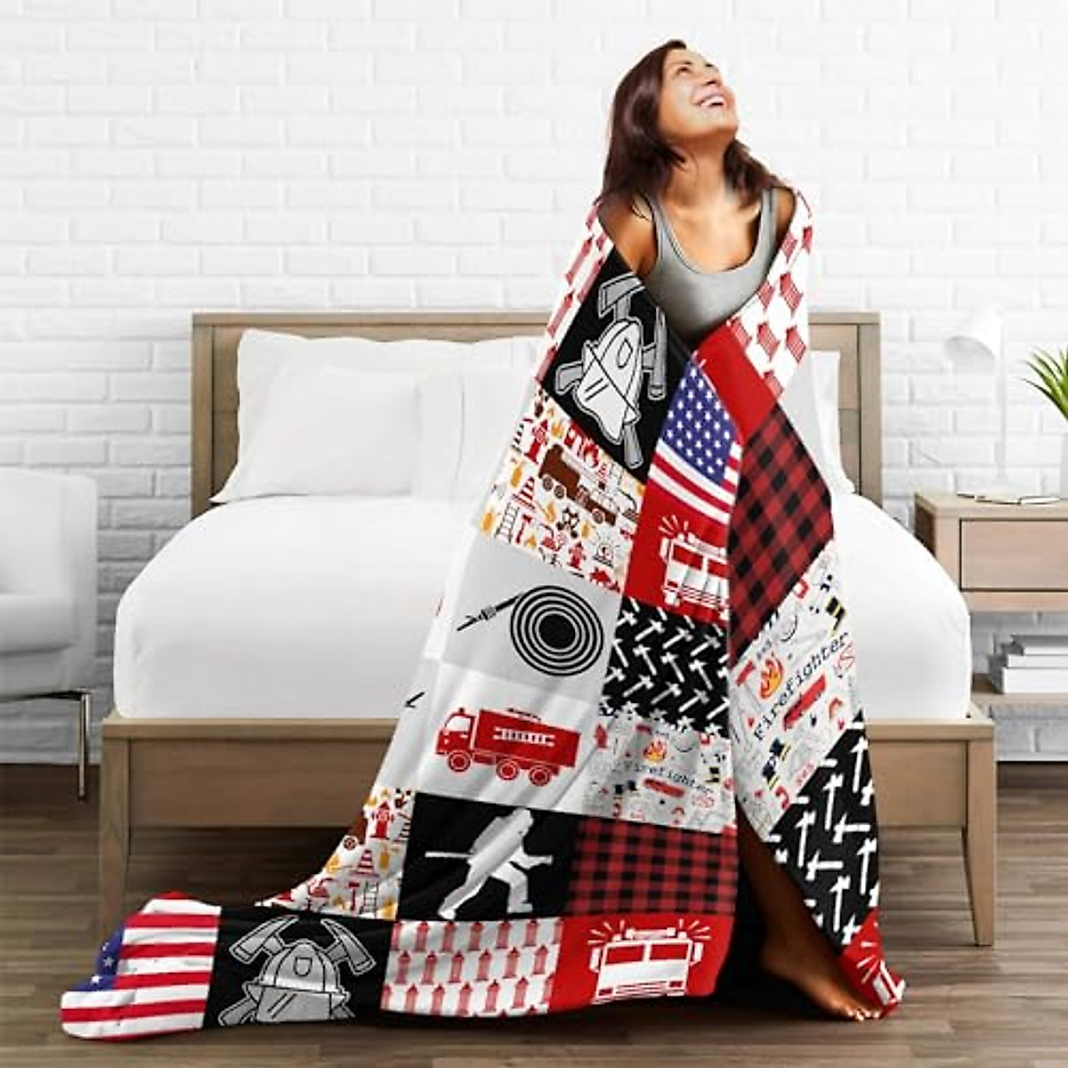 Fire Truck Blanket Ultra Soft Truck Car Blanket for Toddler Boys Men Truck Gifts for Truck Lovers Police Firefighter Blanket for Birthday Anniversary Couch Bed Outdoor 40"x50"for Kids/Child