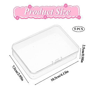 Tucnoeu 5 Pcs Small Plastic Box 4x3x1 Inches Small Storage Containers with Lids Mini Clear Rectangle Box Organizer for Collecting Small Items,Beads,Game Pieces,Business Cards,Crafts Accessories
