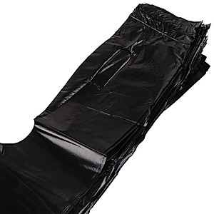 AME D'ESSENCE (1300 PCS) 1/10 Reusable Plastic Bags Thank You T-Shirt Grocery Black Bags Small Liquor Size Shopping Bags (8" X 4" X 16")